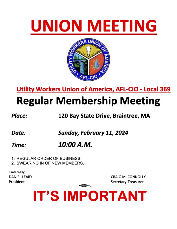 Membership Meeting: Sunday, February 11 at 10am | UWUA